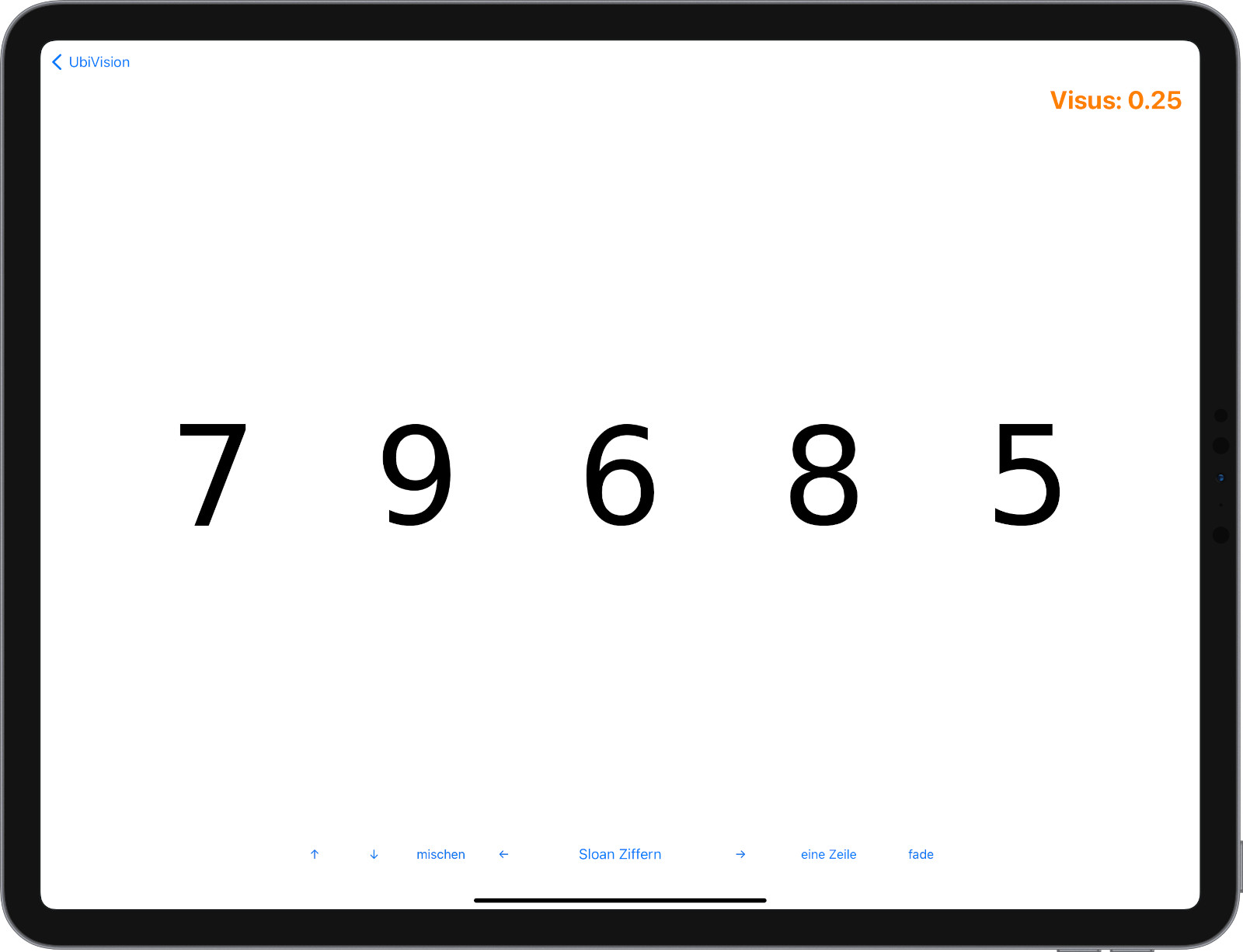 Sehtest Sloan-Test | UbiVision